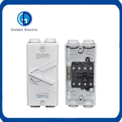 China Ukf 4p 20A 35A 45A 63A AC 3 Phase Outdoor Isolator Switch IP65 Contact Material Copper for sale