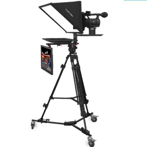 Quality TS-T110/22D Studio Teleprompter 22 Inch Dual Screen Caster PTZ Tripod Tempered for sale