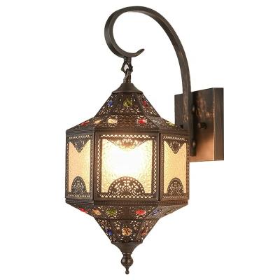 Cina Luce da parete in rame d'epoca decorativa per interni con materiale del corpo della lampada in vetro di rame in vendita