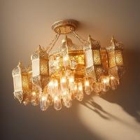 China Vintage Copper Chandelier with Dimmable E27 E14 Lights for sale