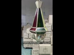 Lamp Luminous Flux lm 80 Handmade Copper Chandelier for Arab Muslim Vintage Style Stained Glass Interior Lighting Fixtures