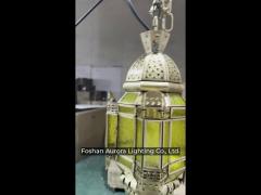 180° Beam Angle Copper Glass Chandelier for Modern Interior Lighting in Arab Muslim Vintage Style Decorative Light