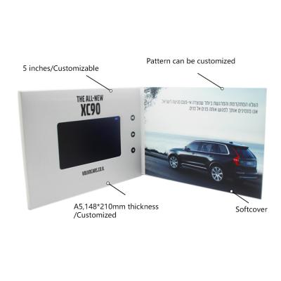 China Custom Logo 5 Inch LCD Video Brochure Card 800*480P With Eva for sale