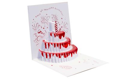 China Customized Logo 3D Pop Up Greeting Card Blank Message Space Personalization for sale