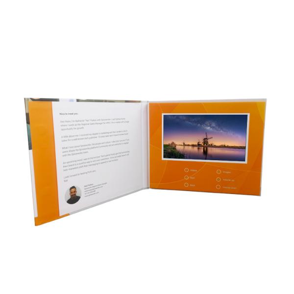 CMYK che stampa la cartella LCD del video del libro del video opuscolo LCD della copertura molle per i regali di affari