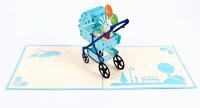 Cina Cartolina d'auguri di pop-up della carrozzina 3D del bambino con stampa offset bianca di colore della busta CMYK in vendita