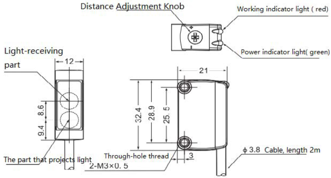 Photoelectric sensor dimensional drawing