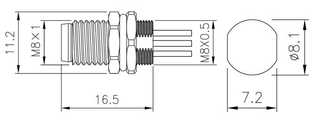 M8 Flange Connector Male 4 Pin Rear Mounting Straight Waterproof IP67 product view