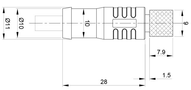 M8 Connector with Pre-assembled Cable showing detailed components