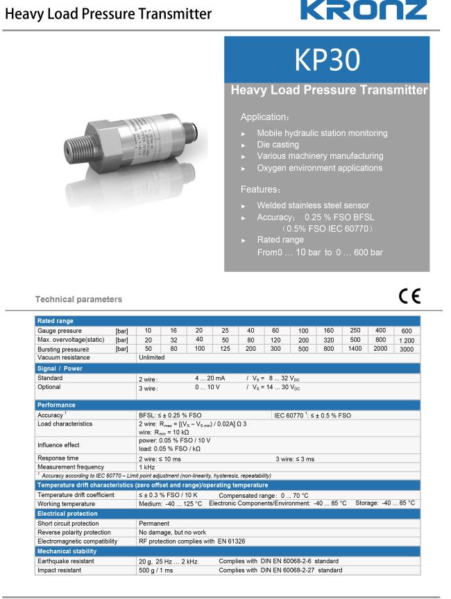 Heavy Load Pressure Transmitter front view