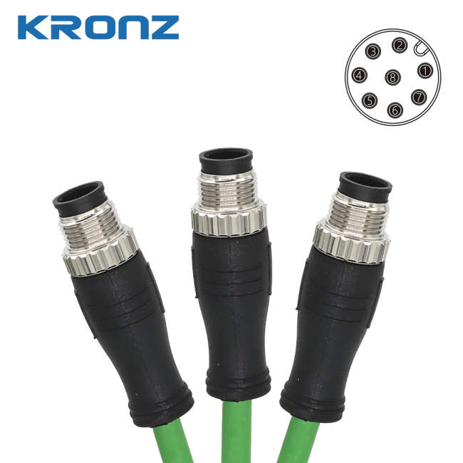M12 Connector side profile with cable outlet