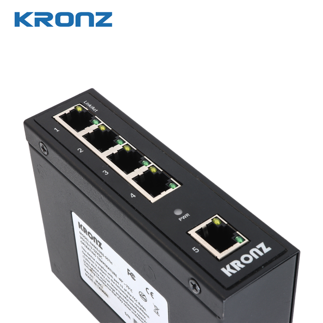Side view of KRONZ Industrial Ethernet Switch showing mounting options