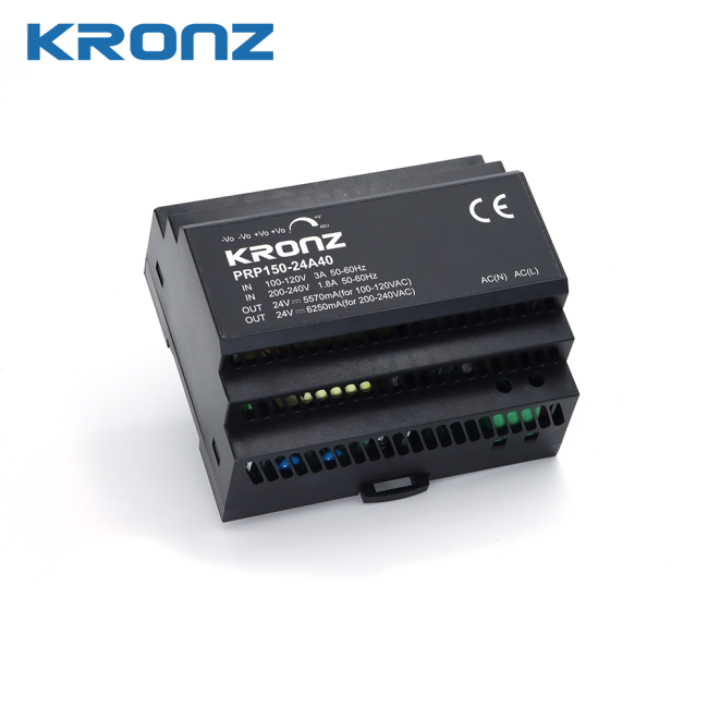 Front view of EN62368-1 compliant power converter showing adjustment controls