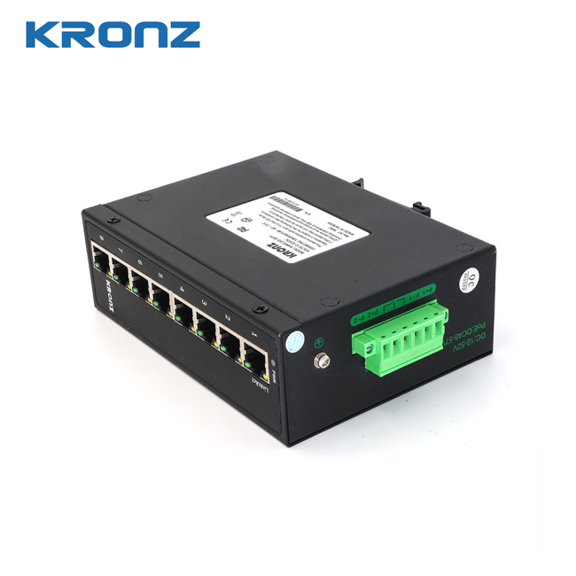 Industrial DIN Rail PoE Ethernet Switch - Side View