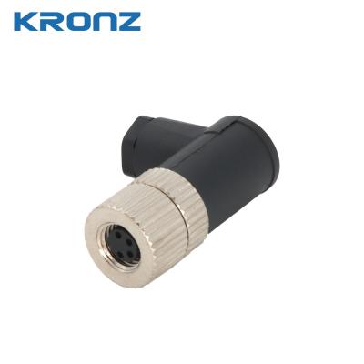 China Waterproof IP67 M8 Connectors Field Wireable Female Angled 4 Pin Sensor Connector for sale