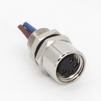China Flange M8 4 Pin Straight Connector Rear Mounting IP67 Pre Wired IEC 61076-2-104 for sale