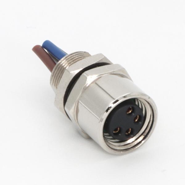 Quality Flange M8 4 Pin Straight Connector Rear Mounting IP67 Pre Wired IEC 61076-2-104 for sale