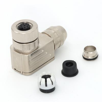 China Field Wireable Metal M12 Connectors IP67 Industrial M12 8 Pin Female Connector for sale