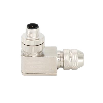 China Conectores Circulares M12 IP67 Angulados Macho 4 Pinos Montagem em Campo com Contato Totalmente Metálico à venda