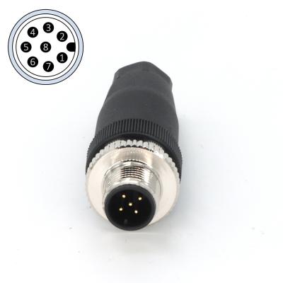 China Conectores M12 masculinos A codificados 8 pin Field Wireable Assembly IP67 à venda