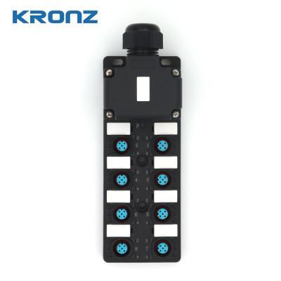 China Industrial Sensor Distribution Box 8 Port Dual Channel NPN Junction Box M12 Connector for sale