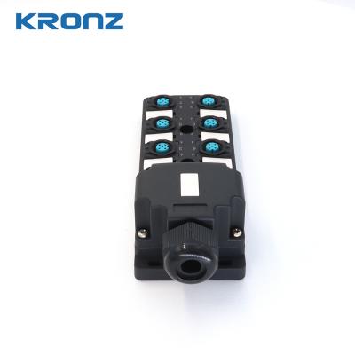 China IP67 Industrial Distribution Box Dual Channel 8 Port M12 Connector Junction Box for sale