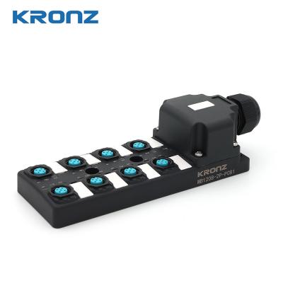 China IP67 Industrial Distribution Box Dual Channel 8 Port M12 Connector Junction Box Te koop