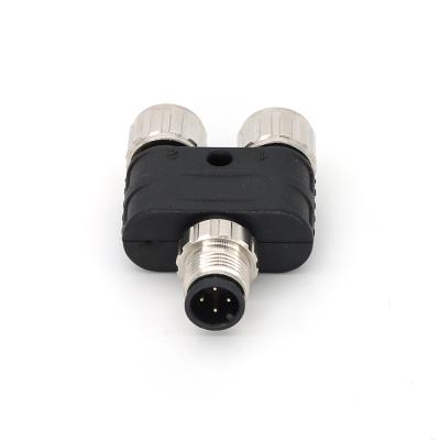 China IP67 M12 Y Distributor Connector Male 4 Pin To Female 4 Pin A Coded for sale