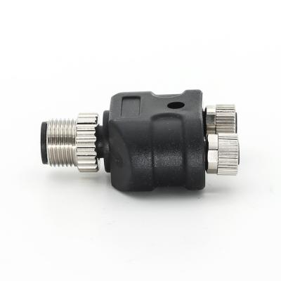 Cina Collegamento 3 pin distribuitore tipo Y M12 Maschio a M8 Femmina A Codificato IP67 in vendita