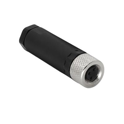 China KRONZ M8 Field-wirable Circular Connector Alloy Black Plastic Female 3/4/5 Pin IP67 Waterproof for sale