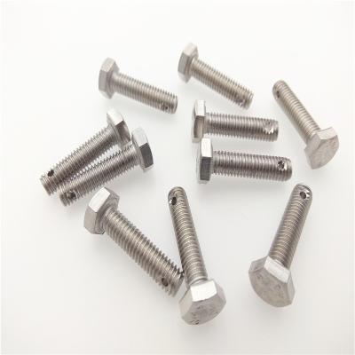 China Stainless Steel GB31 Hex Bolt With Split Pin Hole On Shank Hex Head Bolt For Safety Wire for sale
