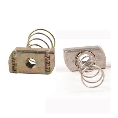 China Yellow Zin Stainless Steel Channel Spring Nut Square Nut With Spring for sale