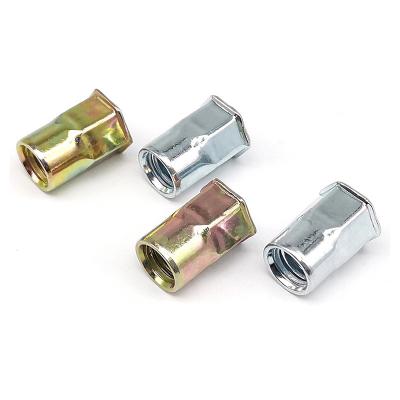 China Flat Head Riveted Nuts Flat Round Head Internal And External Half Hex Rivet Nuts Hex Insert Rivet Nut for sale