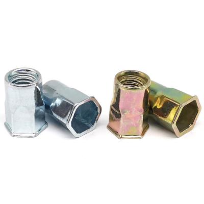 China Flat Head Riveted Nuts Flat Round Head Internal And External Half Hex Rivet Nuts Hex Insert Rivet Nut for sale