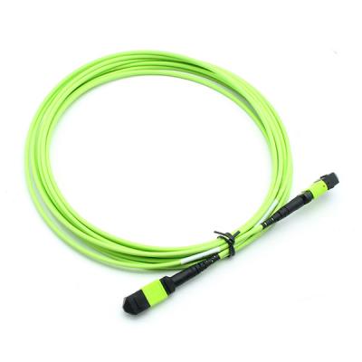 China 12 Fibers MPO Trunk Cable Female To Female Polarity A OM5 OFNP Lime Jacket for sale