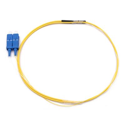 China SC/UPC 2 Cores PVC Tight Buffer Fiber Optic Pigtail Single Mode 9/125um Yellow Jacket for sale
