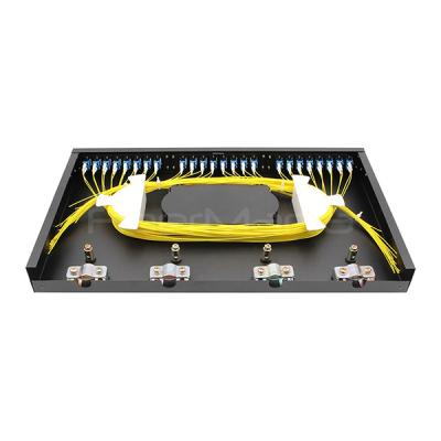 China 1U 19inch Fixed Fiber Optic Patch Panels Loaded With 24 LC Duplex Single Mode Adapters for sale