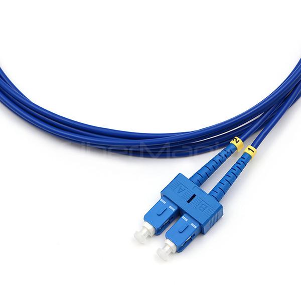 Quality Duplex Single Mode 9/125 Fiber Optic Cable OS2 LSZH Blue Armored Patch Cable for sale