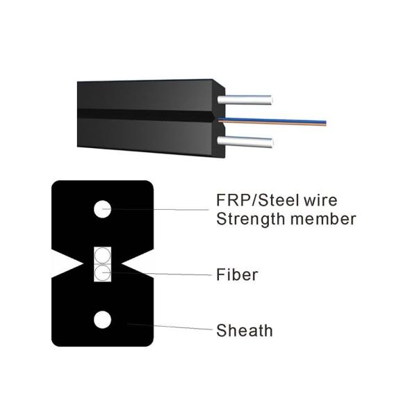 Quality Lightweight FTTH Optical Fiber Cable Bow Type Drop Cable 2 Core for sale