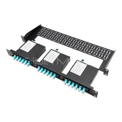 China 19inch 1U 36 Fibers MPO MTP Fiber Optical Patch Panel with Cassette and MTP-12 Rear Adapter for sale