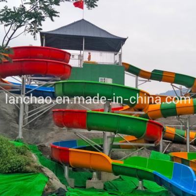 China Colorful Open Body Indoor Spiral Slide Amusement  Water Park Use for sale