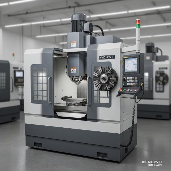 Quality VMC-855HL Vertical Machining Center with 800 Mm X-Axis Travel, 15 KW Spindle Motor Power, and 24 Tools Magazine Capacity for sale