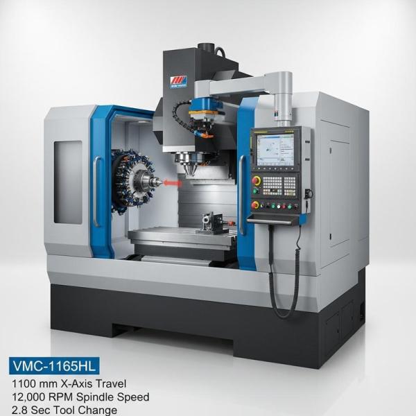 Quality VMC-1165HL Vertical Machining Center with 1100 Mm Travel X-Axis 12,000 RPM Spindle Speed and 2.8 Seconds Tool Change Time for sale
