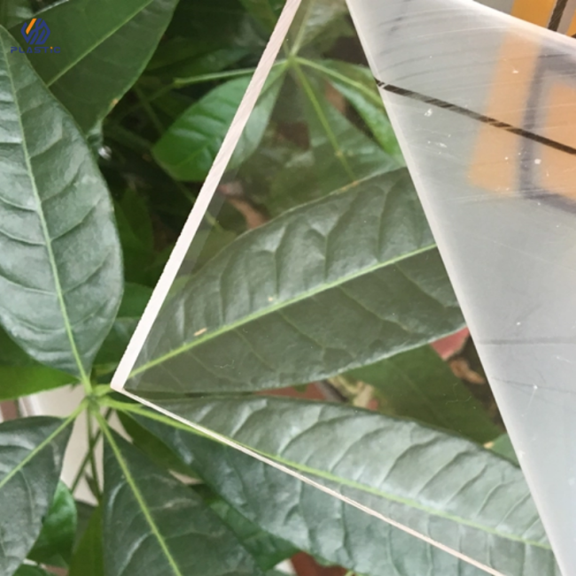Clear acrylic sheet product sample showing transparency and quality