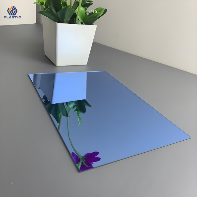 Close-up view of mirror acrylic sheet surface demonstrating scratch resistance