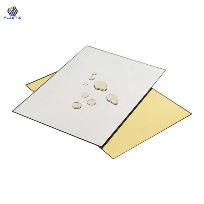 Silver mirror acrylic sheet sample showing reflective surface