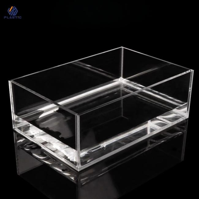 Acrylic tray with organized items demonstrating storage capacity