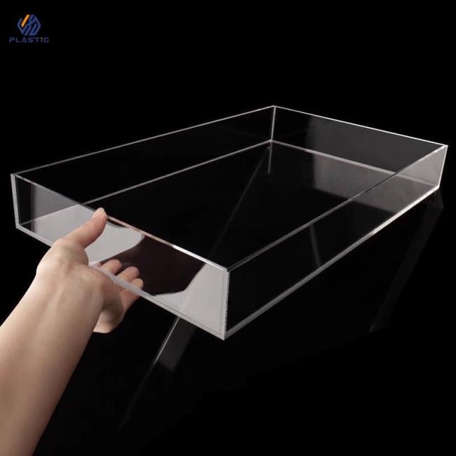 Close-up view of acrylic tray construction and material quality