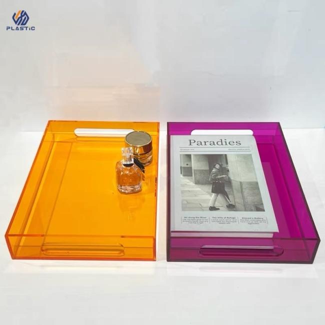 Multi-colored acrylic storage trays display
