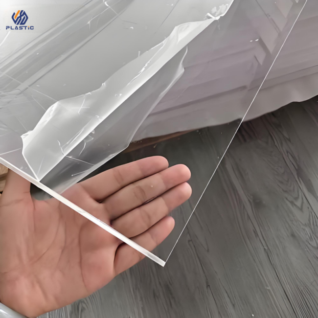 Clear acrylic sheet sample showing transparency and thickness
